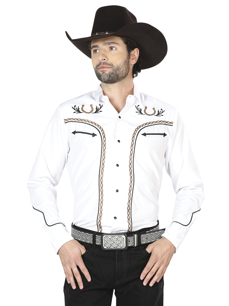 El General Embroidery Western Shirt White/Gold 43296 – El General Express