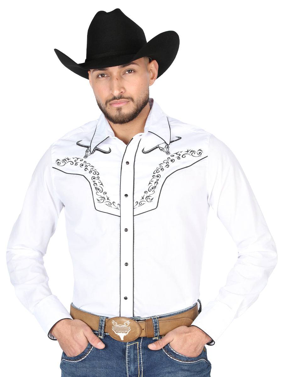 El General Embroidery Western Shirt White/Black 44302 – El General ...