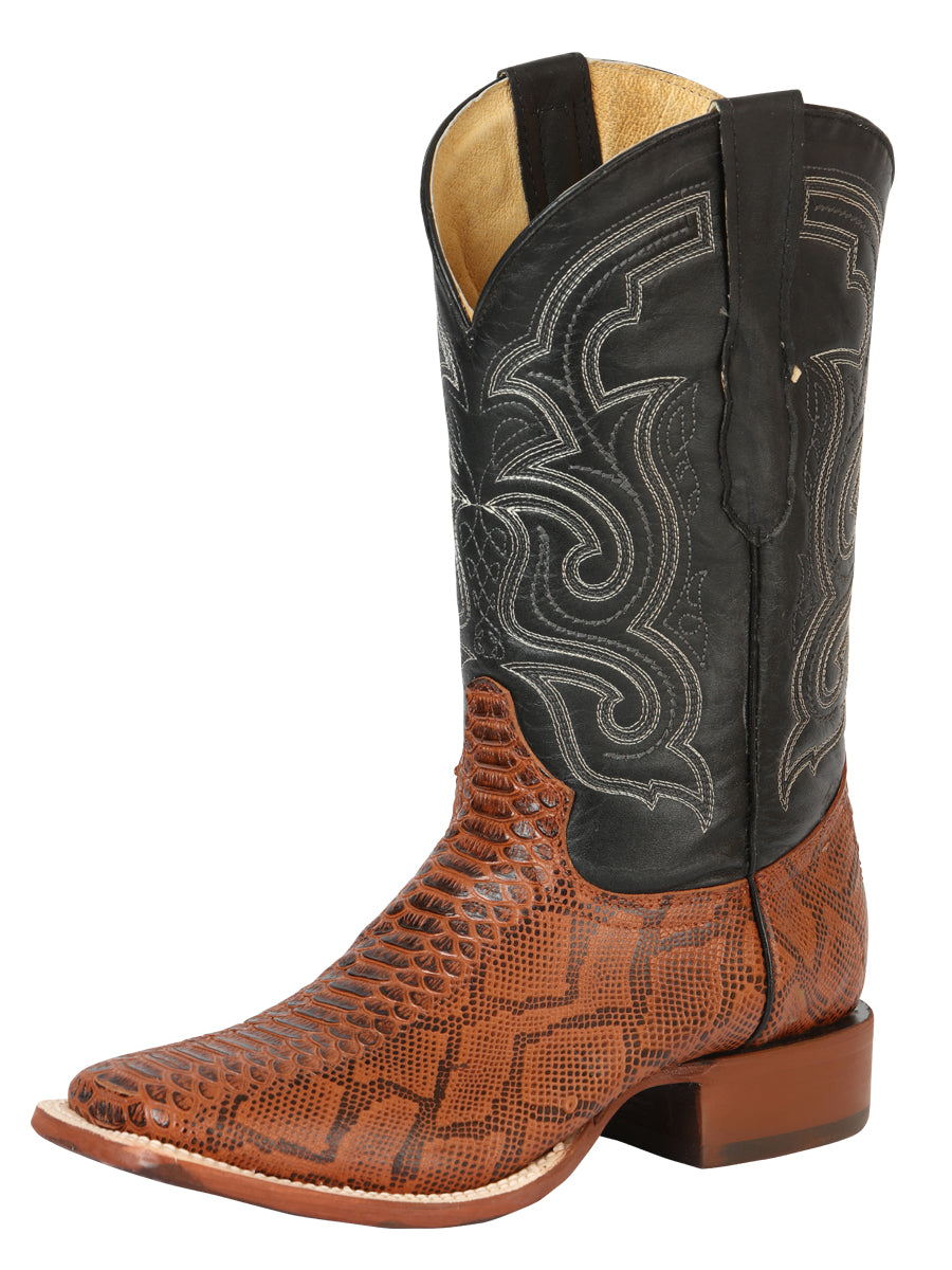 El General Men’s Python Imitation Rodeo Boots - Cognac 45435 – El ...