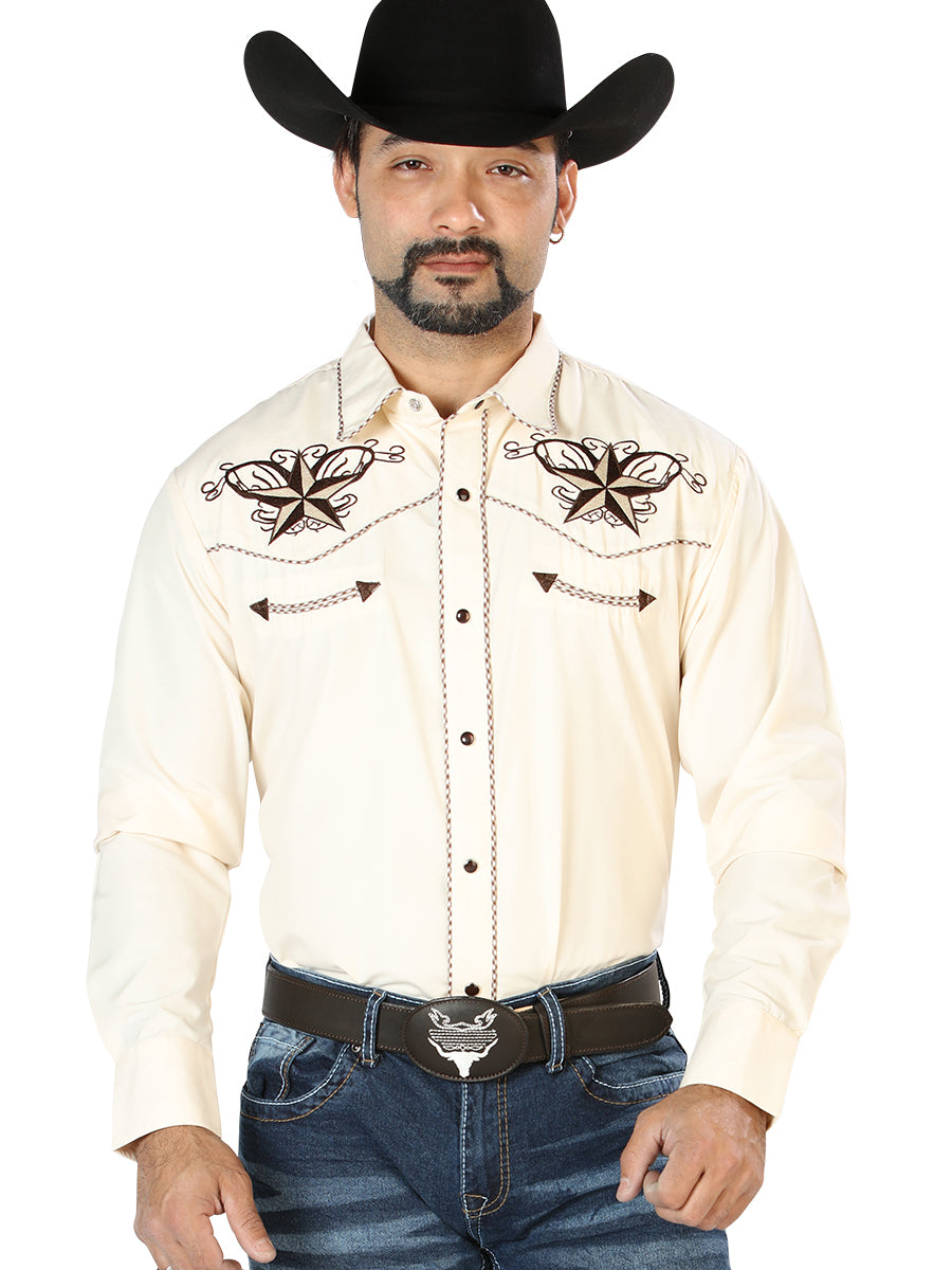 El General Embroidery Western Shirt Beige/Black 126684 – El General ...